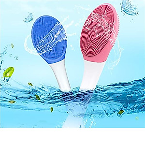 INGVY Dry Brushing Body Brush Electric Massage Bath Brush Long Handle Double-Sided Vibration Bath Brush Bath Massage Soft Silicone Bath Brush 3 Frequency (Size : Blue)