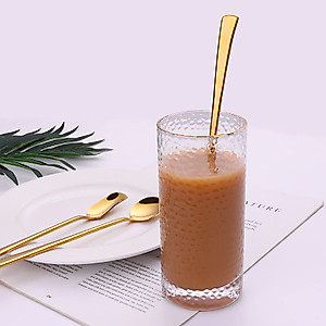 Mafier 7.87/7.48-Inch Long Handle Spoon,Ice Tea Spoons,Stirring Spoons,Coffee Spoon,Stainless Steel Cocktail Spoon,Coffee Bar Accessories Set of 8(Gold)