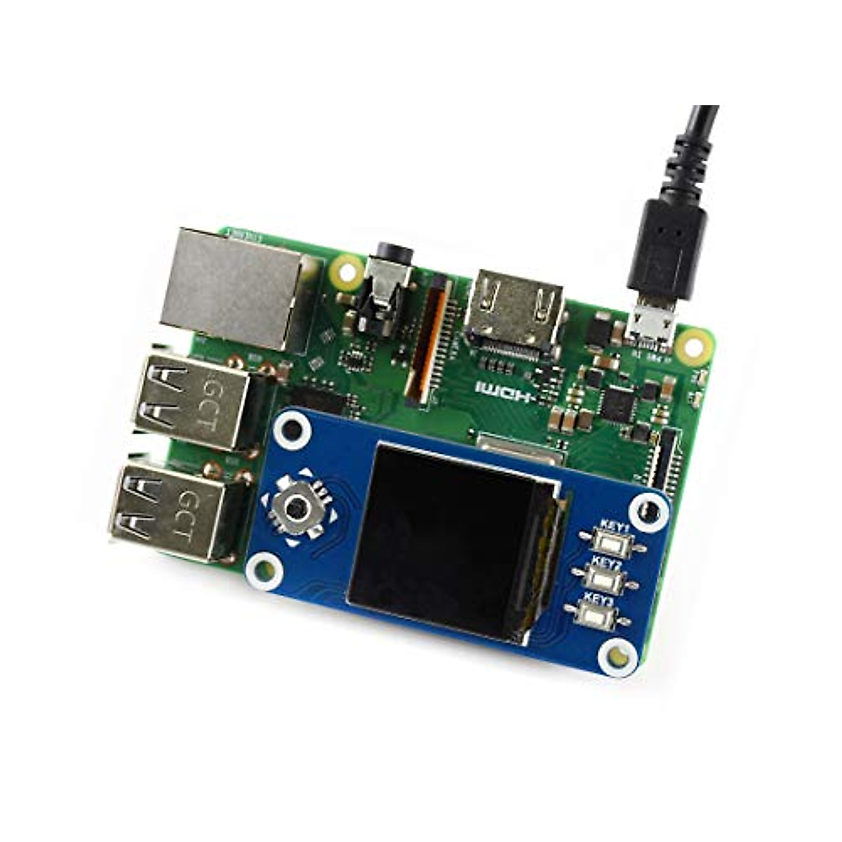 Waveshare 1.3inch IPS LCD Display HAT, Compatible with Raspberry Pi Zero/Zero W/Zero WH/4B/3B, 240x240 Pixels, SPI Interface
