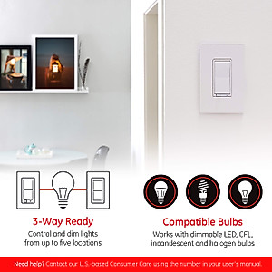 Enbrighten 43080 Zigbee Light QuickFit and SimpleWire, Pairs Directly with Echo Studio/Show 10/Plus 1st & 2nd Gen, Paddle Smart dimmer, White & Light Almond