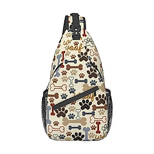 VOOHDDY Dog Bones Paw Fun Sling Bag For Women Men Travel Hiking Backpack Crossbody Shoulder Chest Bags Casual Daypack Sport