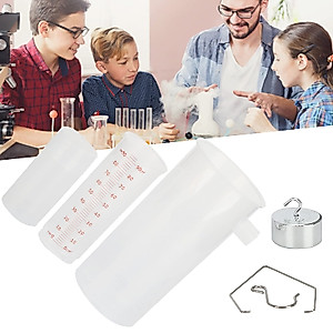Plastic Graduated Cylinder,Physics Experiment Measuring Test Tube Set with Overflow Cup,Weight and 2 Hook,Suitable for Physics Teaching(Buoyancy Principle Experimental Equipment)