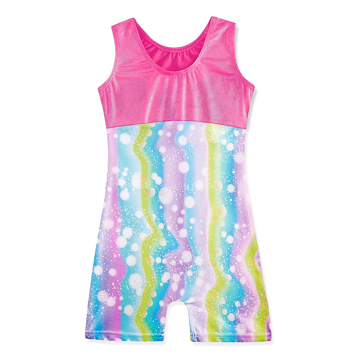HOZIY 4t 5t Girls Gymnastics Leotards with Shorts for Toddler Girls Kids Rainbow Bow Hot Pink Tumbling Outfits Dance Clothing Clothes Apparel Colorful Multicolored Bodysuits
