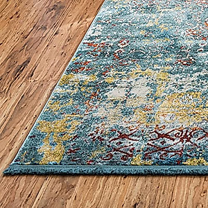 Unique Loom Baracoa Collection Area Rug-Alamar, 5' 5" x 8' Rectangle, Blue/Olive