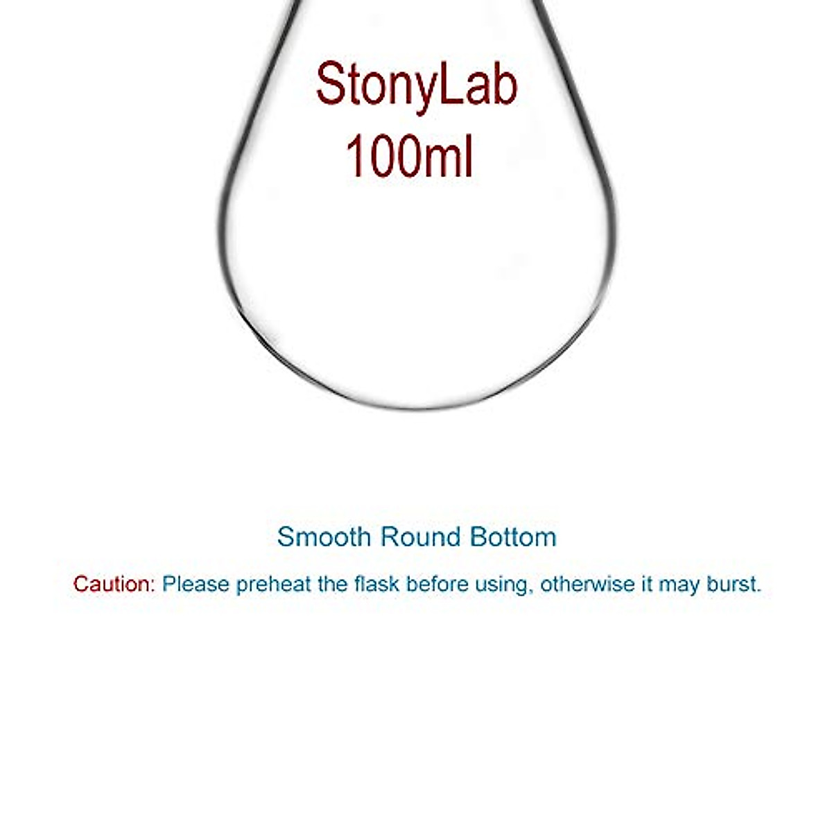StonyLab Borosilicate Glass 100mL Heavy Wall Single Neck Recovery Flask Rotary Evaporator Flask, with 24/40 Outer Joint - 100mL