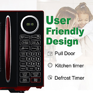 RCA RMW953-RED Microwave Oven, 900 Watts with 10 Power Levels, Red