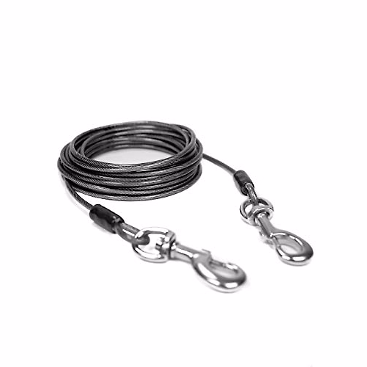 Mighty Paw Cable Tie Out for Dogs | 30’ Braided Steel Black Tieout. Chew Proof Lead for All Sized Pets. Great for Yard, Camping, and Outdoors. an Off-Leash Feel with Total Control (1/8", Up to 60lbs)