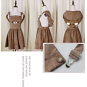 Mfacl Cute Lolita Dress Skirt Summer Dresses Japanese Kawaii Lolita Overall Dress Cute Bear Embroidery Hat Ball Gown Harajuku Lolita Dress Harajuku Cute Warm Dress (Color : Brown, Size : Medium)