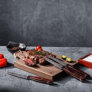 Emojoy Steak Knives,8-Piece Set Practical Table knife,German Stainless Steel Serrated Steak Knives,Wooden Gift Box