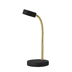 Globe Electric Desk Lamp, Gold Gooseneck, Matte Black Finish, 5W Energy Star Integrated LED, 250 Lumens 30061, 15.45", Black & Gold