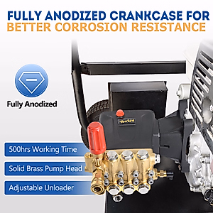 TOOLCY Pressure Washer Pump Max 4200 PSI 4.2 GPM, 1" Shaft Horizontal Gas Power Washer Pump Replacement, Direct Drive Triplex Plunger Pump, Compatible with Honda Simpson, DeWalt and More, 5 Nozzles