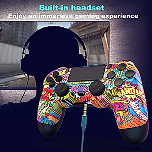 MOVONE Wireless Controller Dual Vibration Game Joystick Controller for PS4/ Slim/Pro/Windows PC,Compatible with PS4 Console (Black)