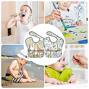 Giraffe Baby Stuff Baby Bibs 2Packs for 6-24 Months Waterproof Washable Fabric (Giraffe)