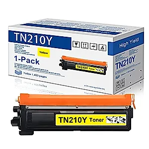 1-Pack Yellow High Yield TN210 TN210Y Toner Cartridge Replacement for Brother TN-210 HL-3040CN HL-3045CN HL-3070CW HL-3075CW MFC-9010CN MFC-9120CN MFC-9125CN MFC-9320CW Printer Toner