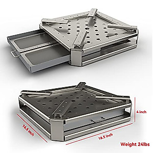 FlareTOP Portable Stainless Steel Fire Pit, Outdoor Foldable Firepit, Small Wood Burning Bonfire Pit, Camping BBQ Grill for Patio, Backyard, Log Grate, Poker