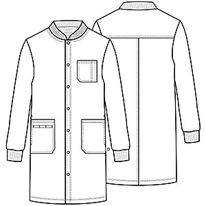 Cherokee Professional Lab Coat for Men and Women with Snap Front Closure WW350AB, XL, Pewter