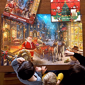 Jigsaw Puzzle Advent Calendar 2024 for Kids and Adults- 1008 Pieces Puzzle 24 Days Christmas Countdown Calendar - Family Game Christmas Gifts for Kids Adults - Polar Christmas Eve(27.56 x 19.68 Inch)