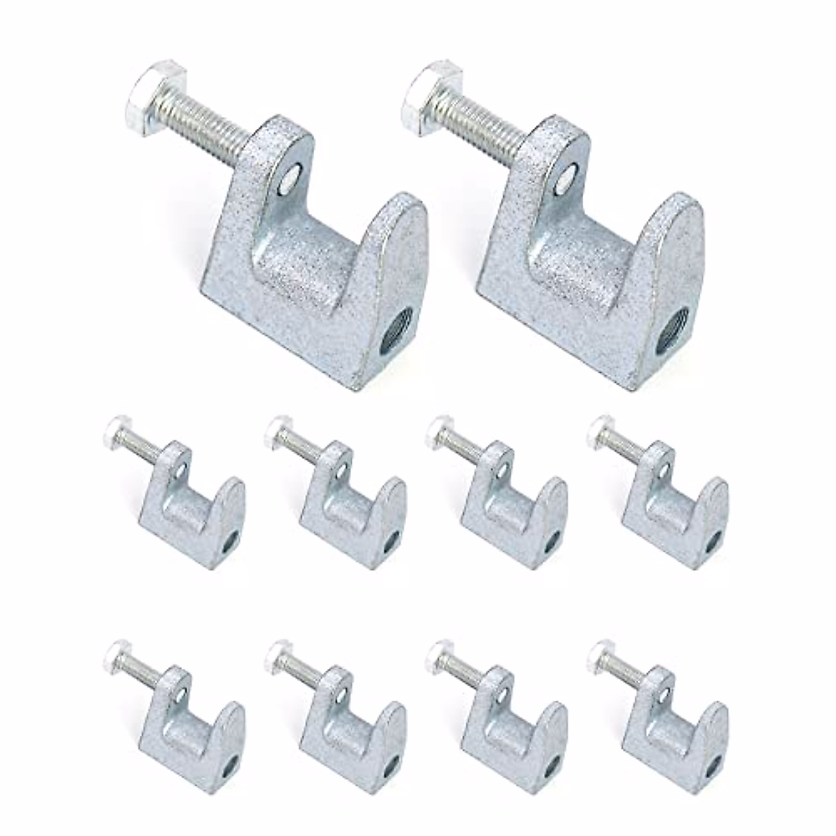 QWORK Beam Clamp, 10 Pcs 3/8" Zinc Plated Iron Safety Beam Clamp, 13/16" Jaw Opening