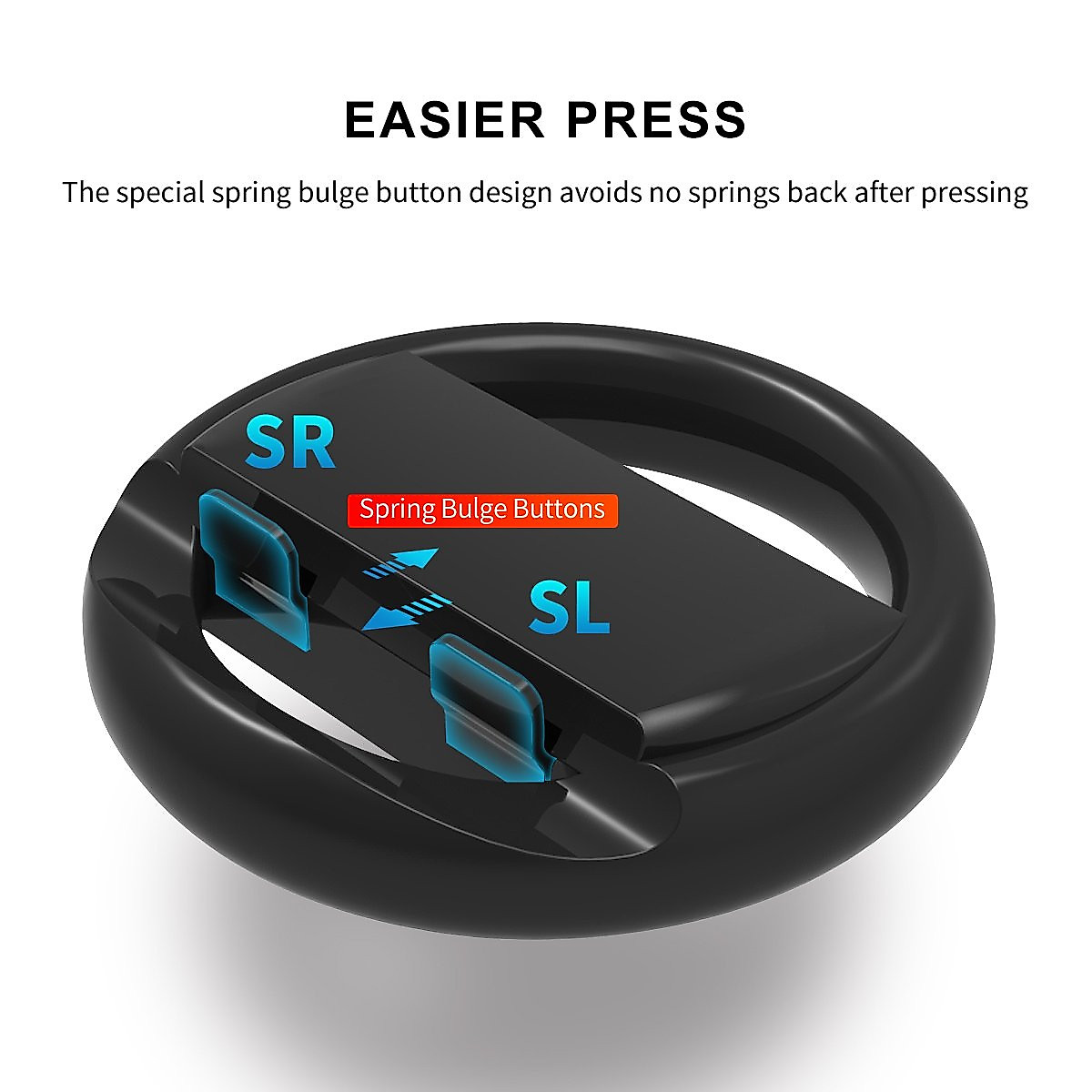 4 Pack Switch Steering Wheel Compatible with Mario Kart 8 Deluxe, GH Racing Wheel Accessories Compatible with Nintendo Switch/Switch OLED Joy Con Controller (Black x2, Red and Blue)