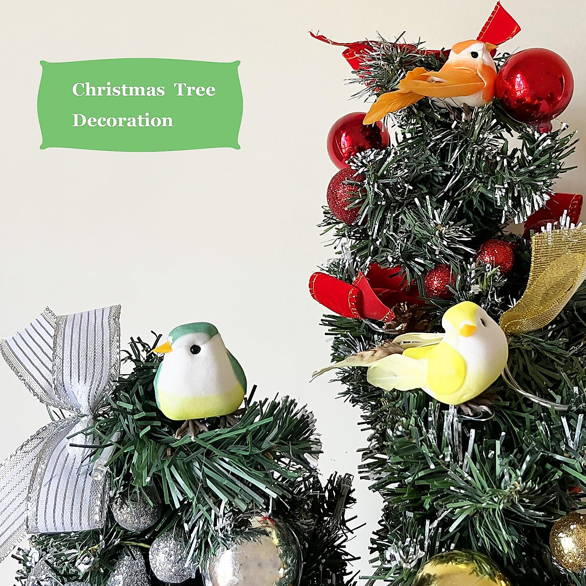 LWINGFLYER 12pcs Clip on Artificial Simulation Foam Feather Birds 3.5in Mini Love Birds for Craft Home Ornaments Garden Wedding Decoration Embellishing (Clip)