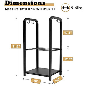 Artibear Small Firewood Rack Holder for Indoor Fireplace, 2-Tier Fire Wood Log Storage Stacker Stand for Outdoor Patio, Black