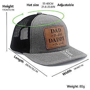 Daddy to Be Dad in The Street Daddy in The Sheets Hat Daddy Leather Patch Baseball Cap Gifts for Him Father's Day Birthday (Gray Black)