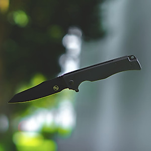 StatGear Ausus Slim - D2 Folding Everyday Carry edc Pocket Knife (Black)