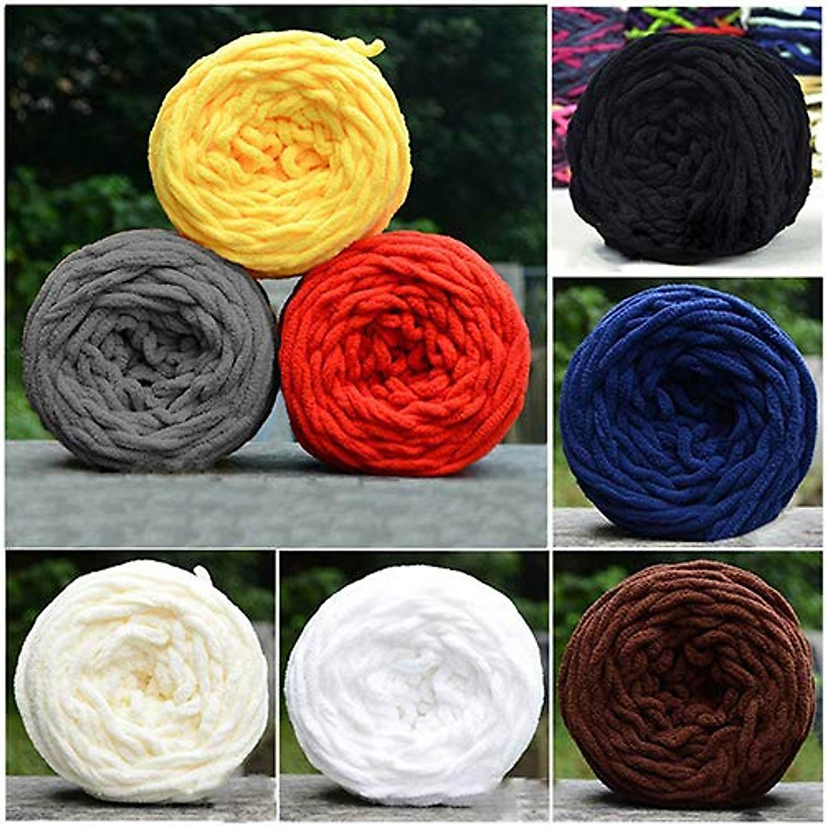 Chunky Yarn, Super Soft Acrylic Bulky Thick Washable Yarn for Arm Knitting DIY Handmade Blankets Scarf Sweater White 100g