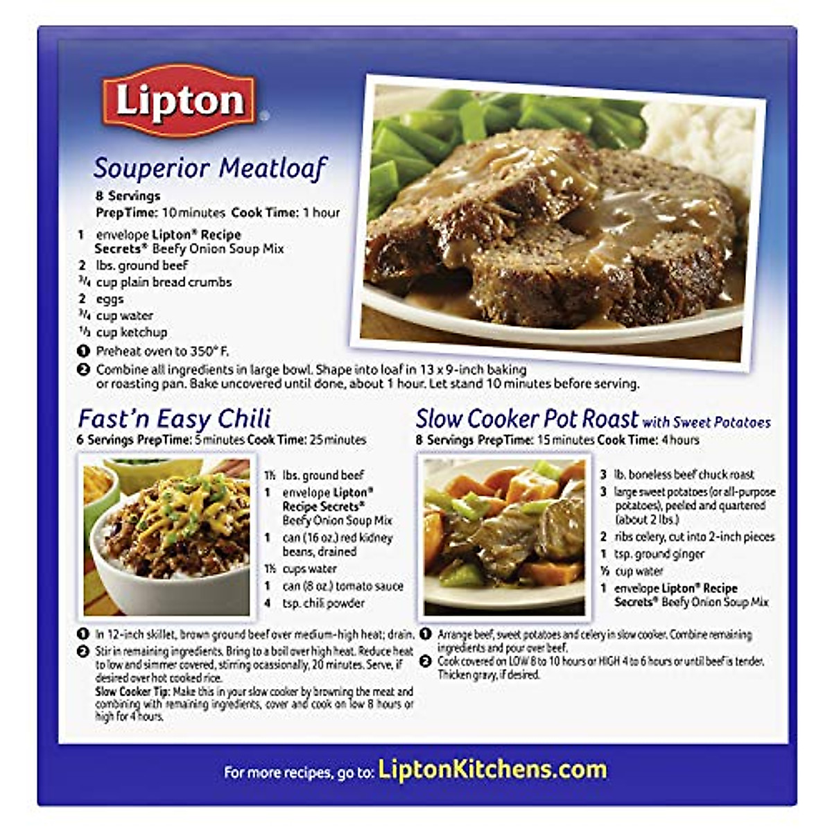 Lipton Soup Recipe Secrets Soup and Dip Mix For a Delicious Meal Beefy Onion Great With Your Favorite Recipes, Dip or Soup Mix 2.2 oz, Pack of 12