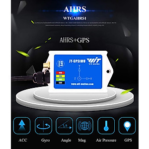 WitMotion WTGAHRS1 10-axis High-stability IMU AHRS Inclinometer, High-precision Acceleration+Gyro+Angle+Magnet+Air Pressure+GPS, TTL Level, Low-consumption Navigation Position Tracker with GPS Antenna