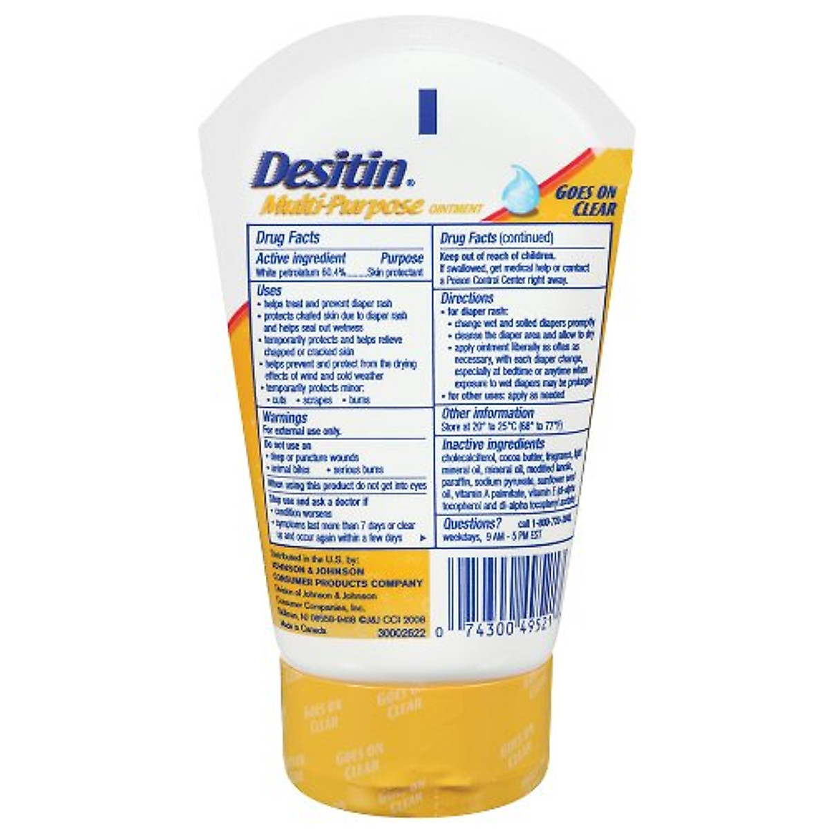 Desitin Skin Protectant and Diaper Rash Ointment Multi-Purpose with Vitamins A & D, Travel Size, 3.5. Oz Tube