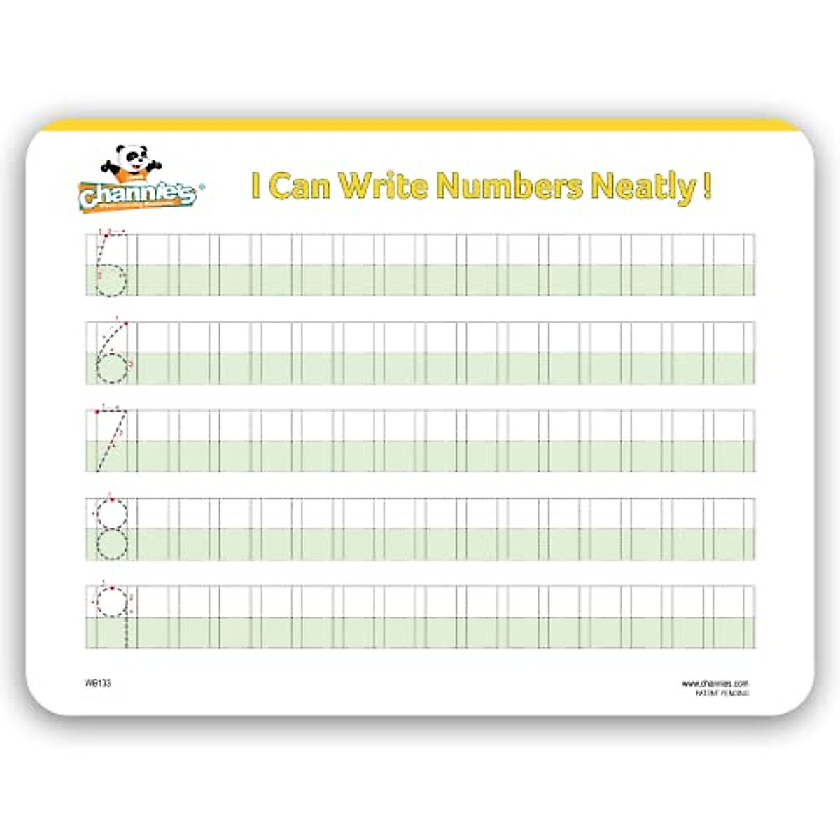 Channie’s Visual Dry Erase Neat Numbers Hard Board for Pre-K, Kindergarten & Elementary School Students, Handwriting Practice