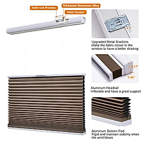 Persilux Custom Size Cellular Shades Top Down Bottom Up Cordless Blackout Blinds Pleated Shades for Window Cordless Insulated Honeycomb Shades Privacy Protection Window Shades for Home Brown