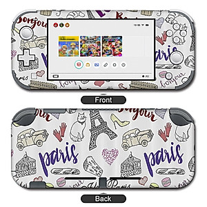I Love Paris Stickers Protective Film Sticker Personalized Full Wrap Sticker Compatible with Nintendo Switch
