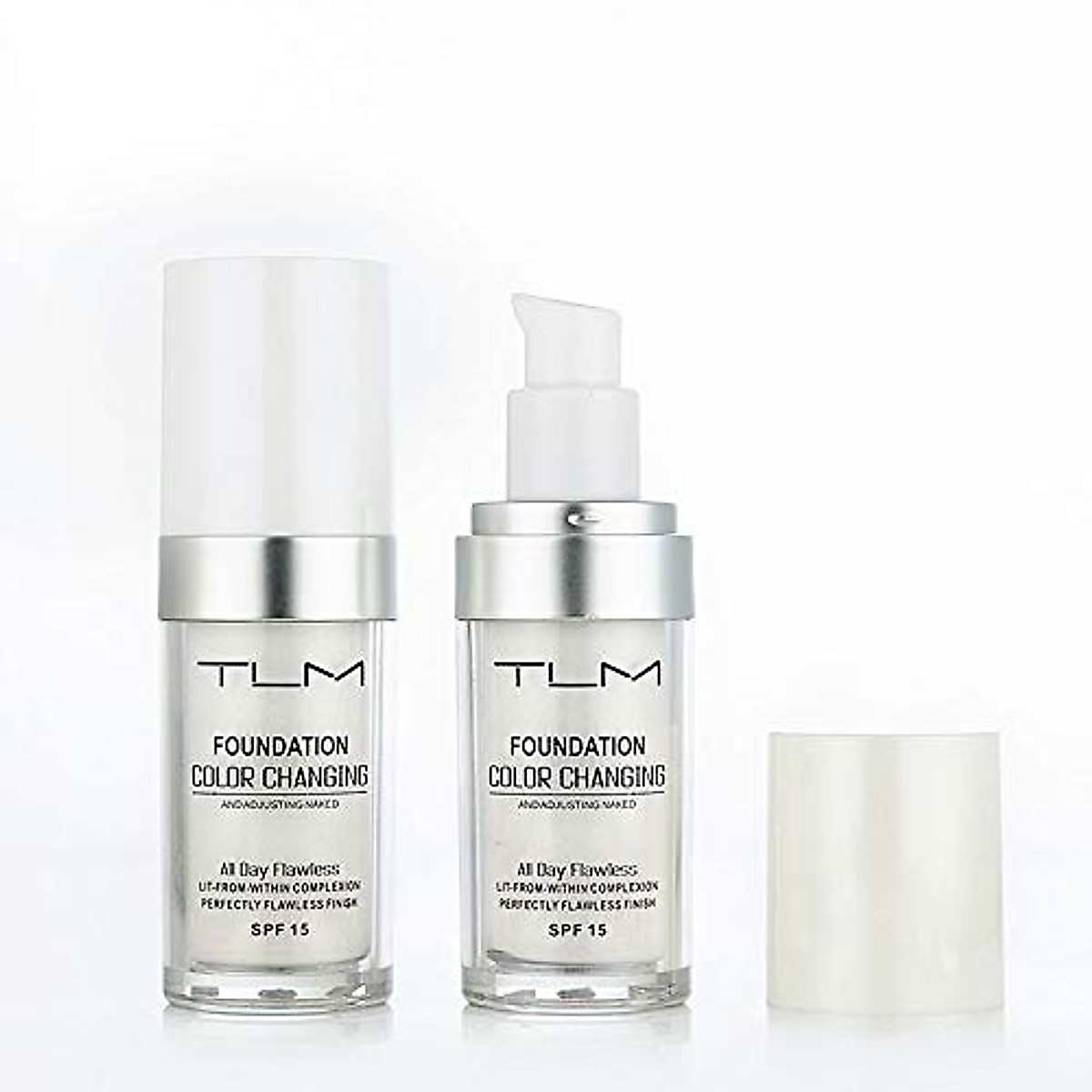 TLM Foundation Color Changing,TLM Colour Changing Liquid Foundation Hides Wrinkles & Lines, BB Cream Makeup Base Concealer Cover Moisturizing Fluid for all Skin Tone SPF15-30ML