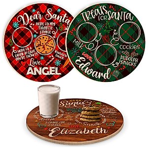 Personalized Santa Claus Wood Tray Gift - Customized Christmas Eve Wooden Santa Treat Serving Plate