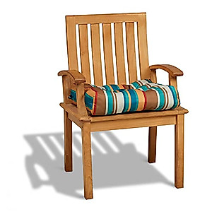 Classic Accessories Water-Resistant Square Patio Seat Cushions, 19 x 19 x 5 Inch, 2 Pack, SanteFe Stripe, Outdoor Seat Cushions