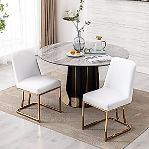 RIVOVA 4 Pieces Dining Room Chairs, Modern High Back Dining Chairs Set of 4, Faux Leather Upholstered Seat Side Chairs, Armless Chairs for Living Room, White
