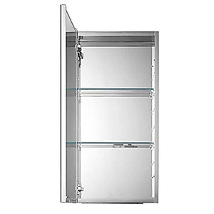 Sunrosa Aluminum Bathroom Medicine Cabinet with Mirror Door, 16"×20" Bathroom Mirror Cabinet,Wall-mountable and Recessed-in Mirror Cabinet, 1 Door Medicine Cabinet Organizer