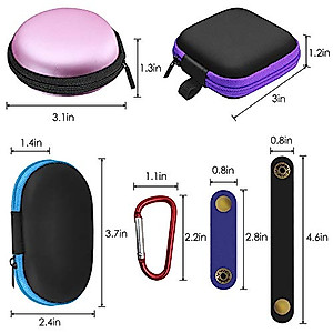 6 Pcs Portable Earbuds Case with Cable Clip & 2 Headphone Cable Clip, AIFUDA Mini Hard EVA Carrying Case Storage Bag for Earphone Earbuds Bluetooth Headset U Disk