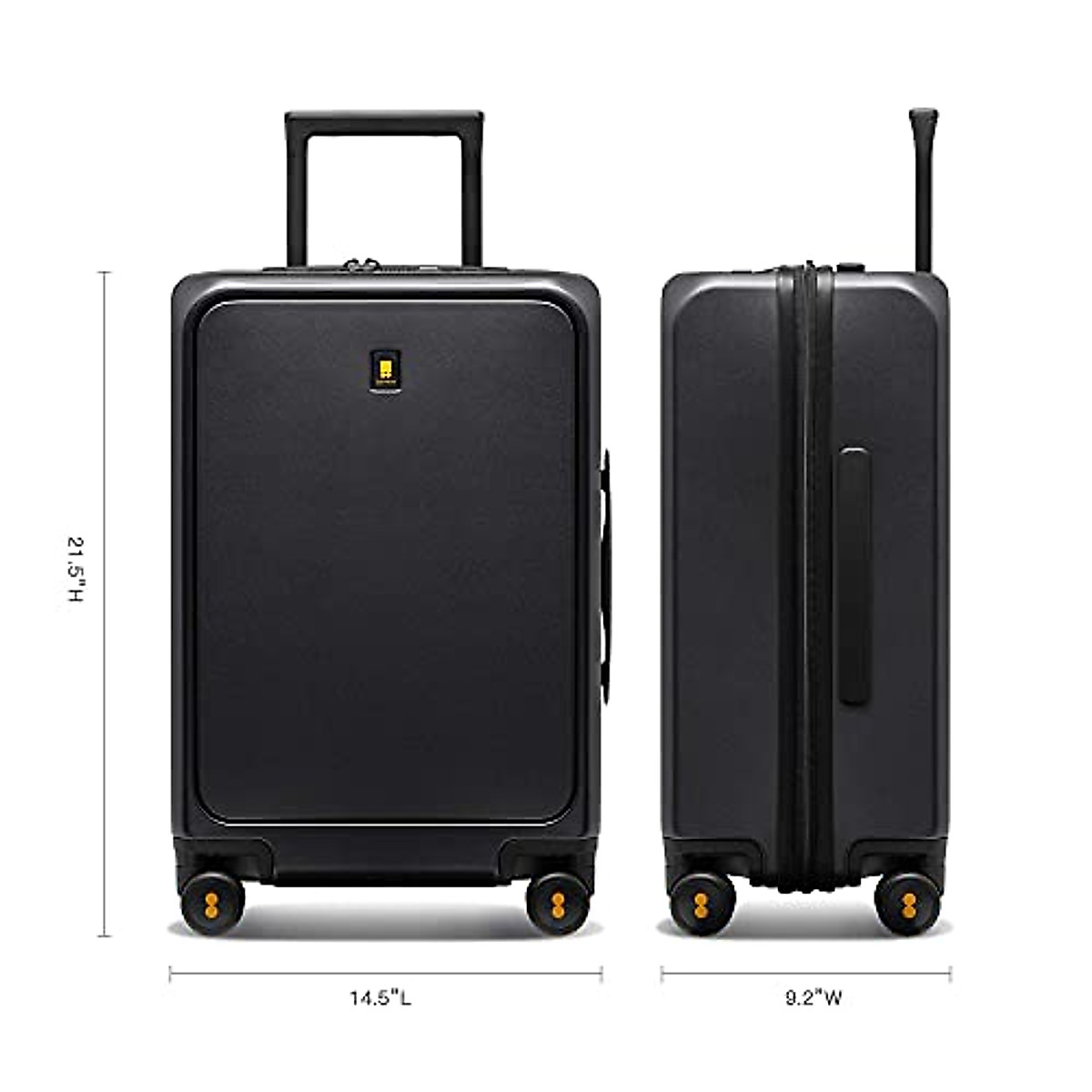 LEVEL8 Road Runner Pro Carry-On Luggage, 20” Lightweight PC Hardside Suitcase with Wheels, Spinner Trolley for Luggages with Front Compartment, Tsa Lock, Dark Grey