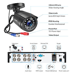 ZOSI 3K Lite Security Camera System Outdoor,8pcs 1920TVL 1080P Home Surveillance Cameras,80ft Night Vision,Remote Access,8 Channel H.265+ 5MP Lite CCTV DVR with 1TB Hard Drive for 24/7 Recording