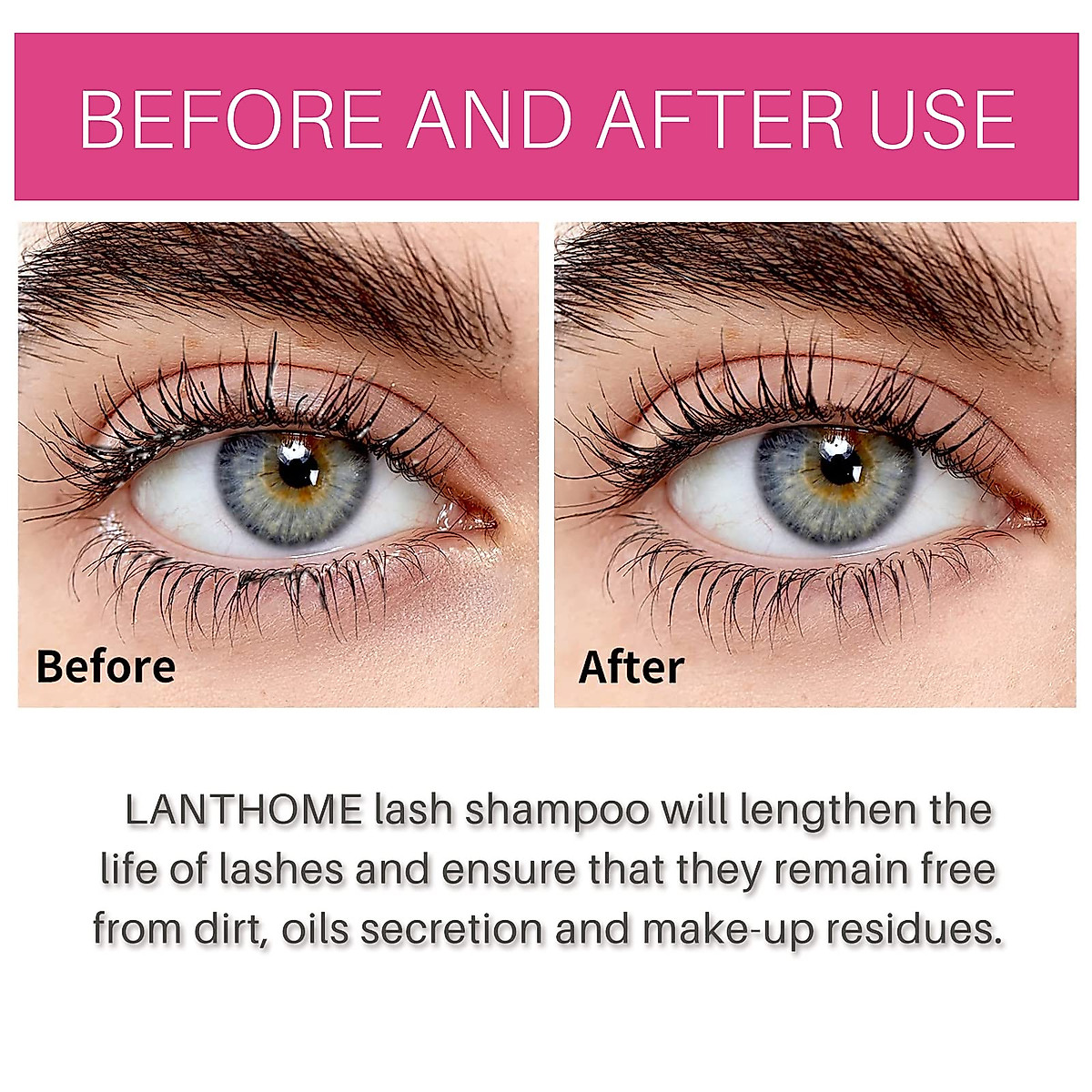 Eyelash Extension Shampoo, Remove Makeup Residue & Mascara, Gentle Deep Cleansing and No Irritating or Burning for Eyelash Extension Foam - Perfect for Salon Use and Home Care (50ML)