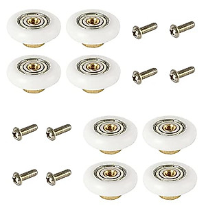 8pcs Bath Shower Door Rollers/Runners Wheels Pulleys 19mm Dia Wheel Bathroom Replacement Part Enclosures Cabins Brass+POM