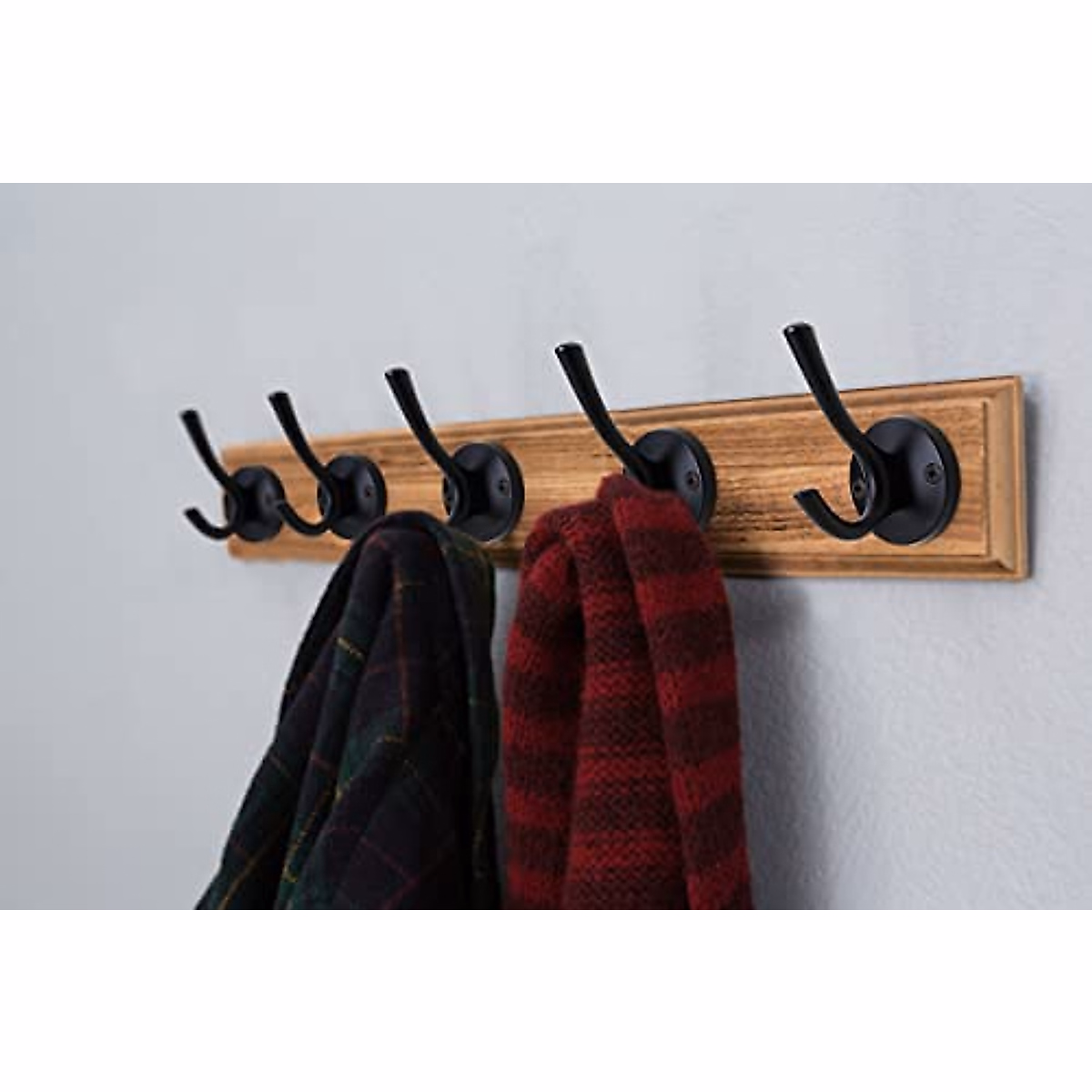 UgBaBa Coat Hooks, Heavy Duty Double Towel Robe Clothes Hooks for Hanging, Wall Hooks Holder for Bathroom Kitchen Closet Cabinet Door Garage Hotel, Wall Mounted,2 Pack (Black)