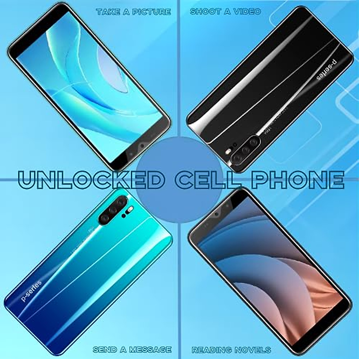 aderroo Unlocked Cell Phone，Y77 Android Smartphone, 5.72-inch IPS Full-Screen，Front and Rear Cameras，1GB RAM 8GB ROM，Only Supports Dual SIM Card Frequency Band of 3GWCDMA ：850/2100MHZ（Black）