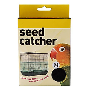 LoveAloe Airy Gauze Bird Cage Net Cover Birdcage Mesh Netting for Parrot Parakeet Macaw Round Square Cages,Black (M)