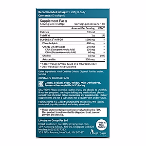 LABO Nutrition Perfect Krill 1000 mg, Pure Ultra Strength Antarctic Krill Oil with Omega-3s, EPA, DHA, Phospholipids, Choline & Astaxanthin, Heart, Joint, Brain Support Supplement, 60 softgels