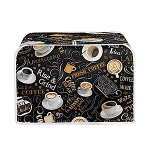 AFPANQZ Coffee Print Kitchen Toaster Covers Universal 4 Slice Bread Toaster Cover Protection Stain Resistant Dustproof Bread Maker Covers