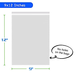 PigPotParty 9"x12", Clear Plastic Cellophane Bags, 100 Count Self Sealing Cello Bags for Packaging T Shirt, Clothes, Product - Plastic Sealable Bags for A4, Letter, Magzines, Book Gift, Artwork